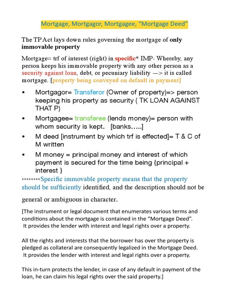 Simple Mortgage Deed | PDF | Mortgage Law | Mortgage Loan