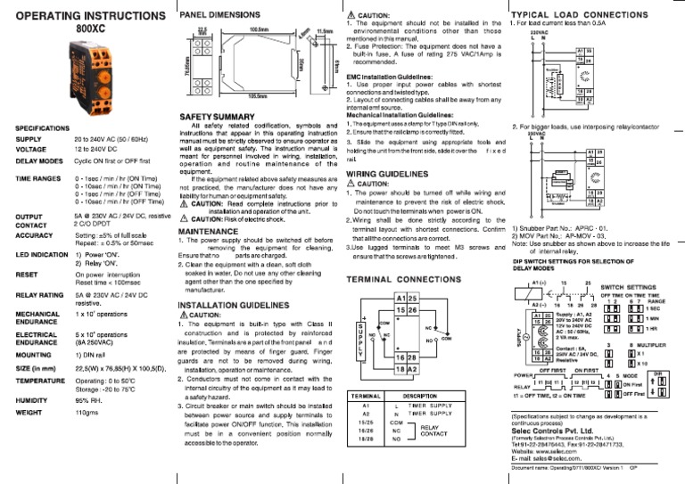800XC Timer Manual Overview | PDF