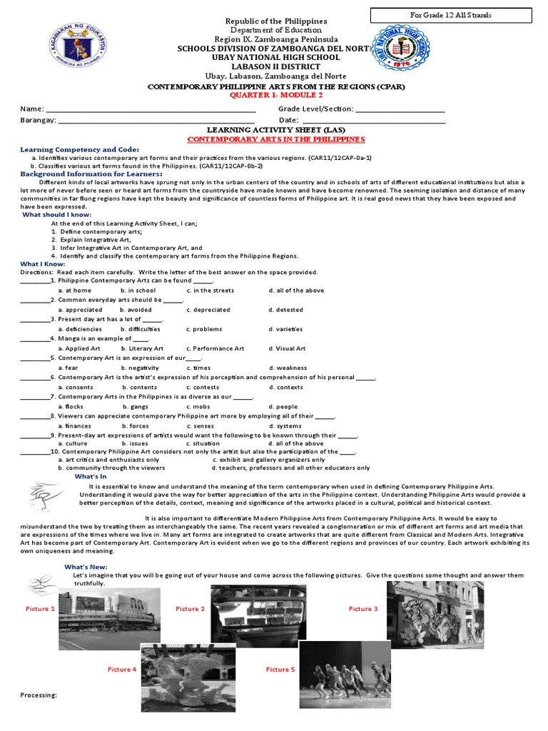 LAS in CPAR Q1 Module 2 | PDF | Contemporary Art | Genre