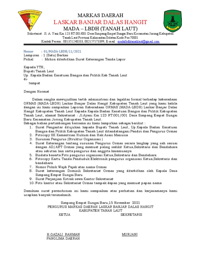 KOP SURAT LBDH Tanah Laut | PDF