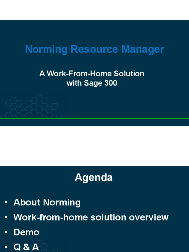 Sage300-Working Remotely With Norming Resource Manager | PDF | Receipt ...