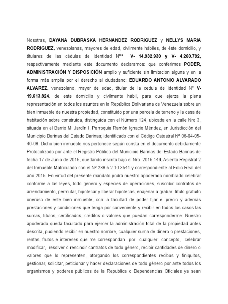 Poder ESPECIAL 1 | PDF | Propiedad | Venezuela