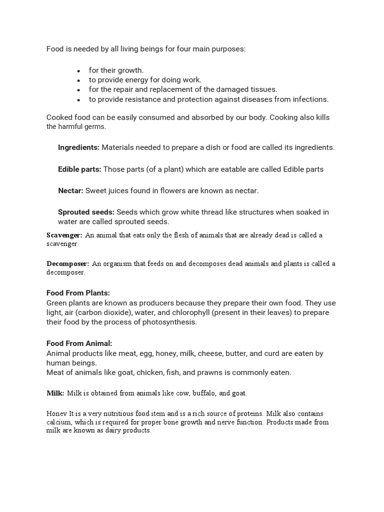 Food Where Does It Come From Byjus Notes | PDF | Foods | Milk