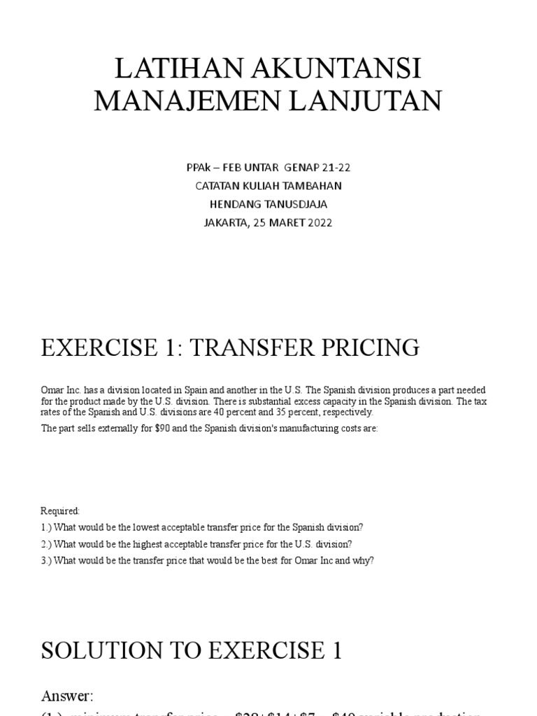 Latihan Akt MGT Lanjutan - Ppak Untar Genap 21-22 HT | PDF | Management ...