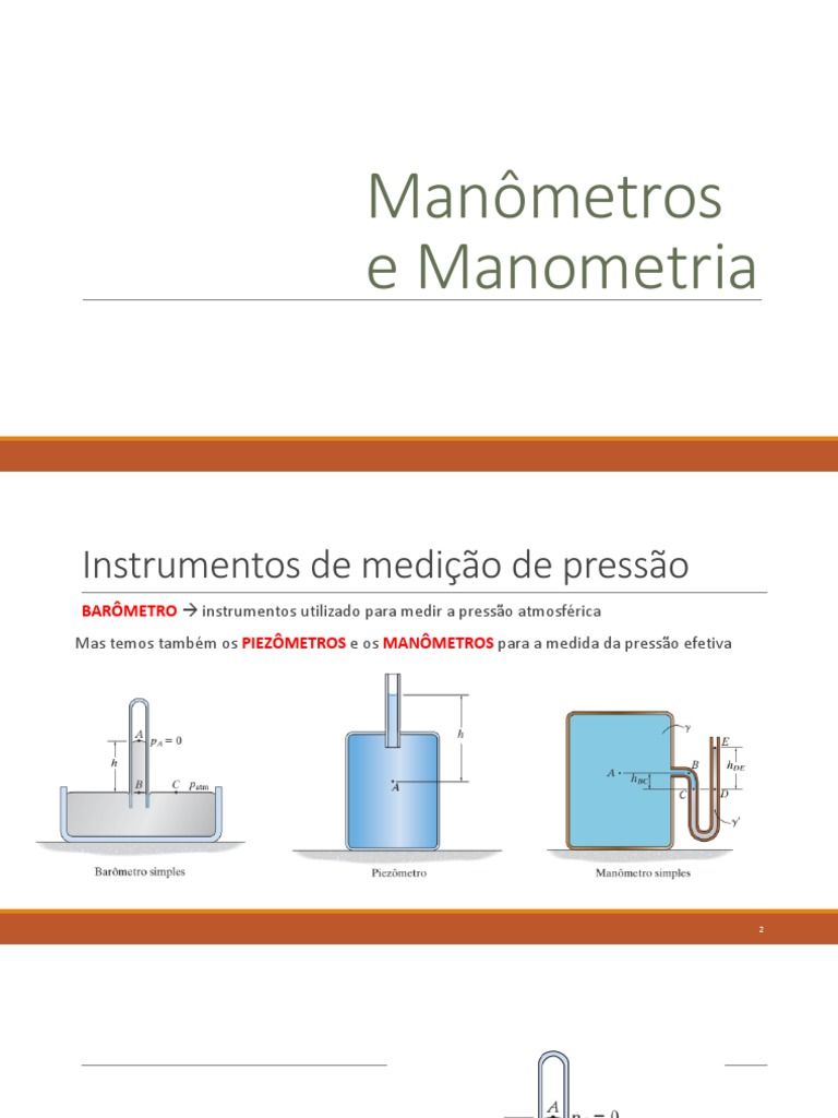 Manômetros e Manometria | PDF | Pressão | Medição de pressão