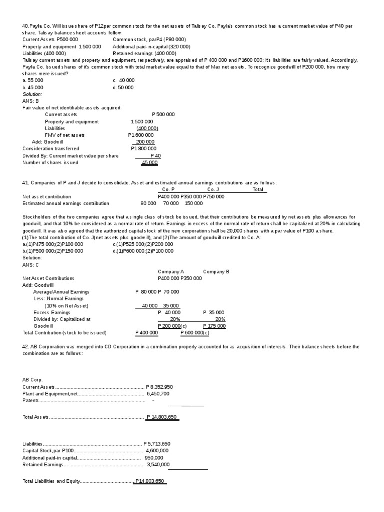 Consolidation | PDF | Goodwill (Accounting) | Book Value