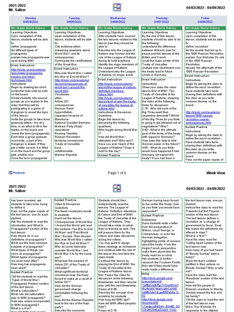 9th Grade World History - 4th Quarter Week 1 | Download Free PDF ...