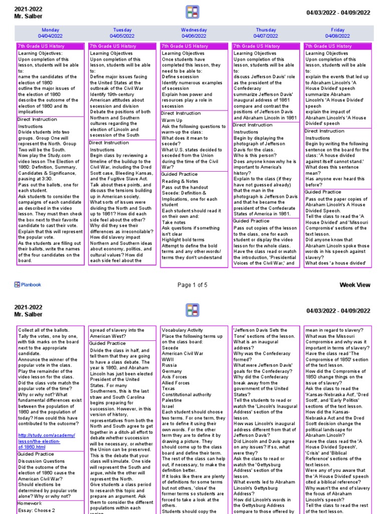 7th Grade US History: Election of 1860 | PDF | Abraham Lincoln ...