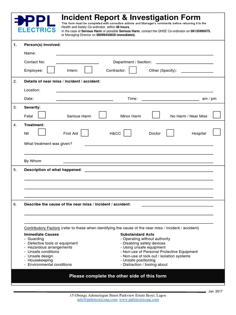 1.11 - UA-UC Report & Accident Investigation Template | PDF ...