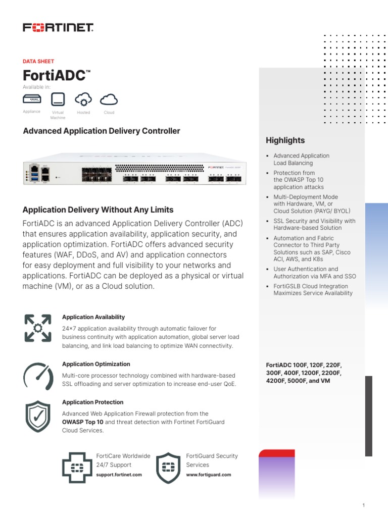 Fortiadc: Available in | Download Free PDF | Load Balancing (Computing) | Cloud Computing