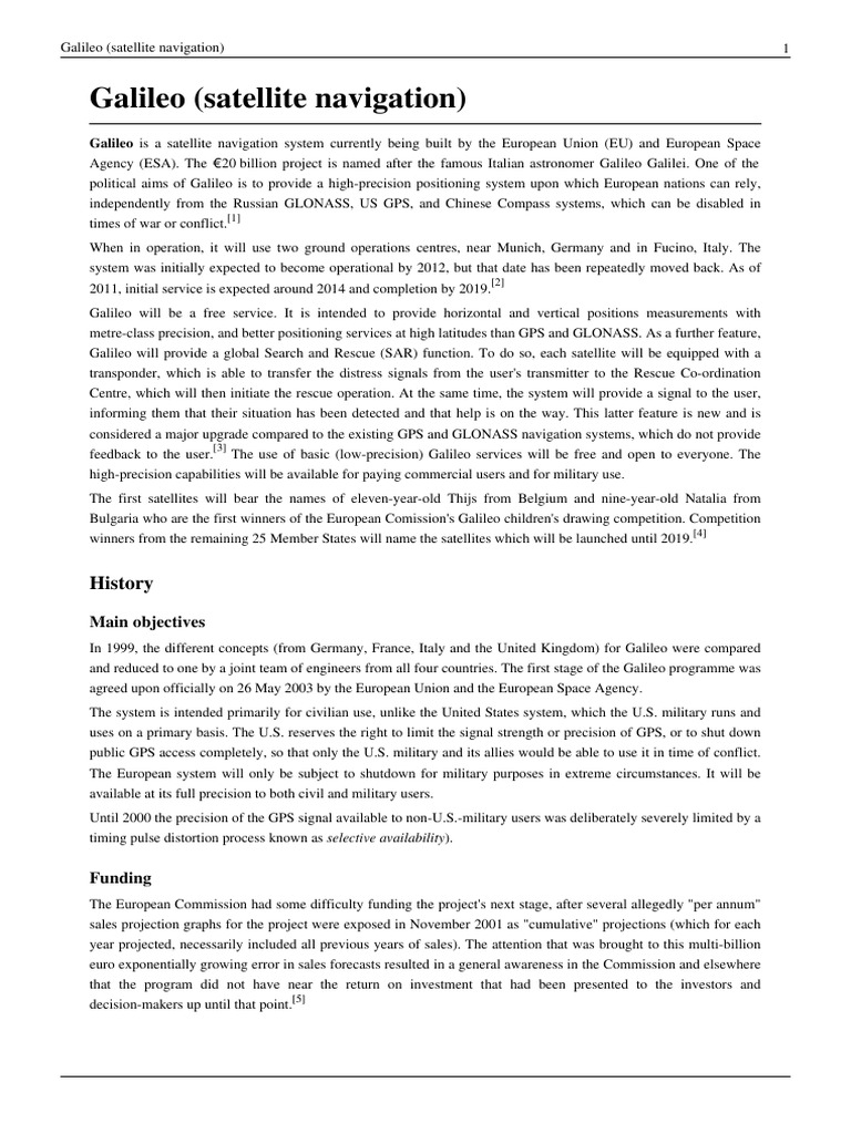 Galileo (Satellite Navigation) : History | PDF | Geomatics | Spaceflight