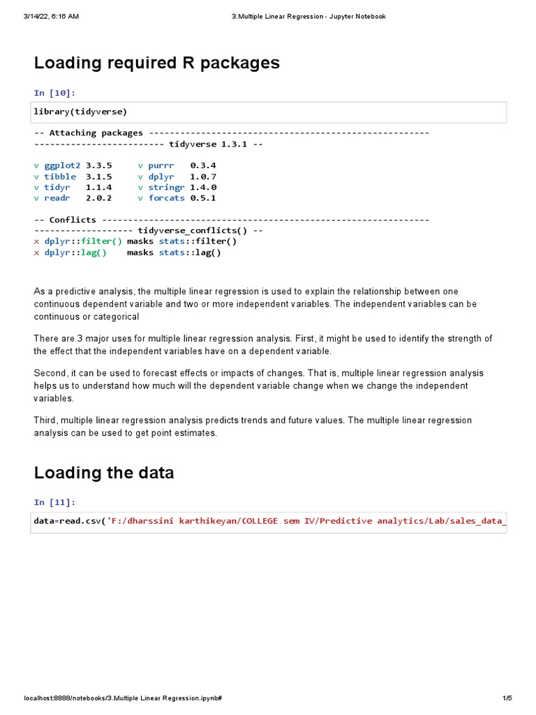 3.multiple Linear Regression - Jupyter Notebook | PDF | Coefficient Of ...
