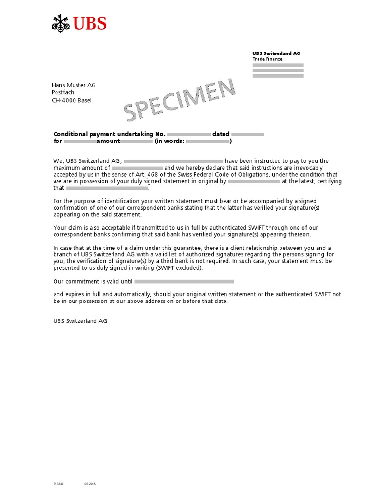 Payment Undertaking UBS | PDF