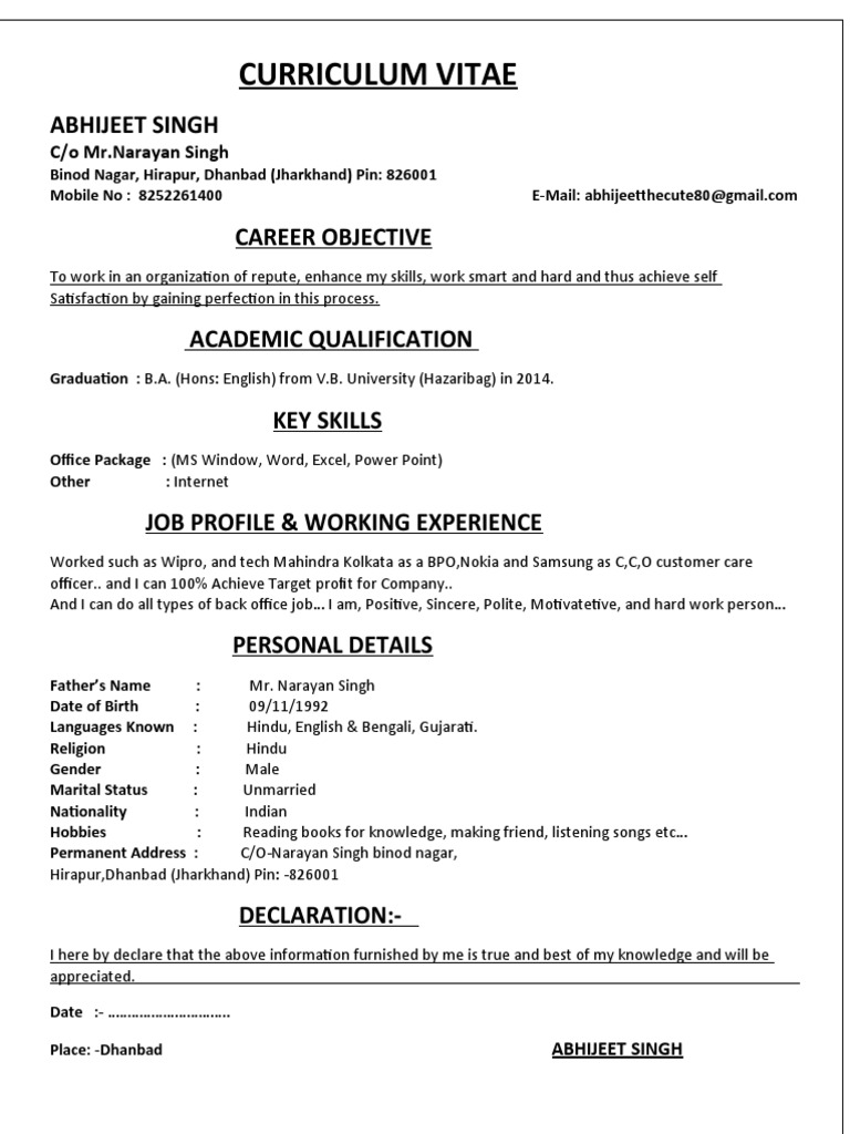 Curriculum Vitae: Abhijeet Singh | PDF | Career & Growth