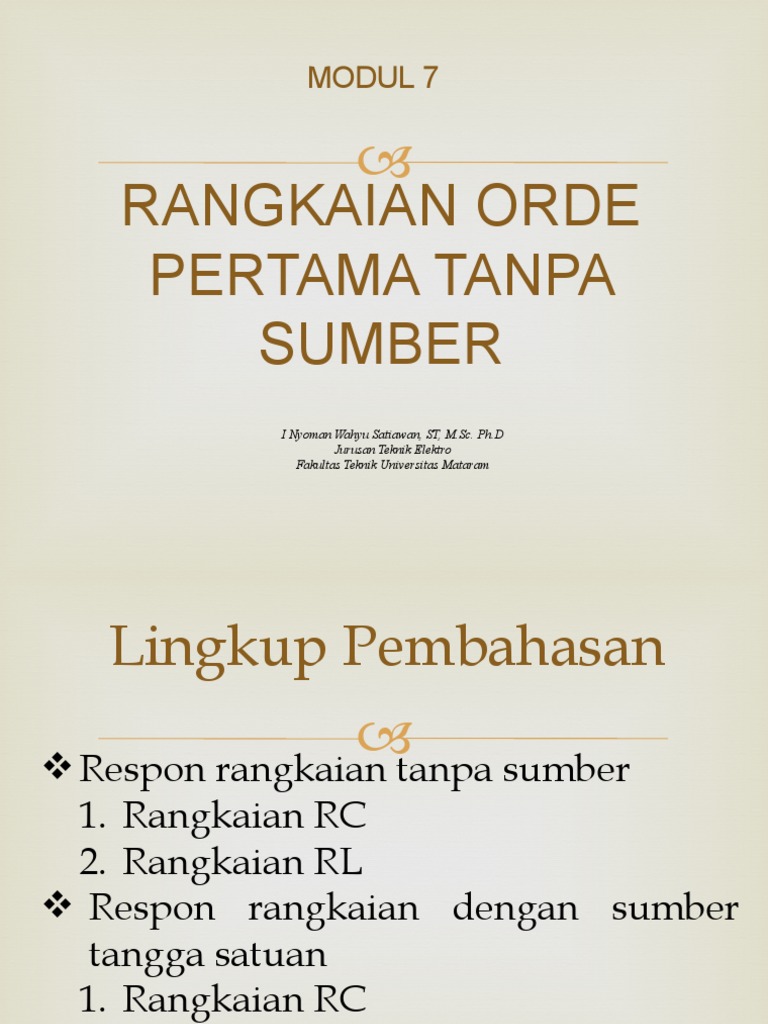 Respon Rangkaian Orde Pertama Tanpa Sumber | PDF | Metode & Bahan Ajar