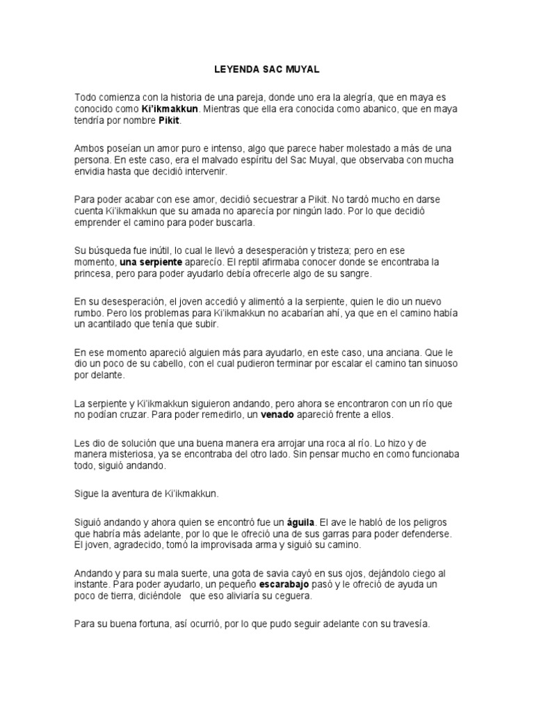 Leyenda de Sac Muyal en Yucatán | PDF | Amor