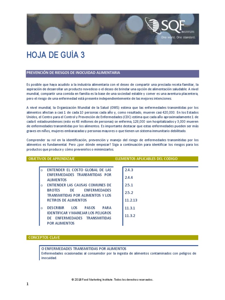Tip Sheet 3 Preventing Food Safety Risks Spanish | PDF | Alimentos ...