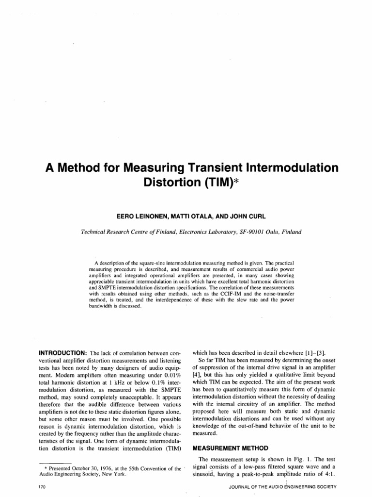 TIM Square-Sine Inter Modulation Measuring | PDF | Distortion | Amplitude
