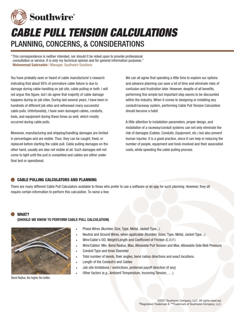 2106 Cable Pull Tensions Whitepaper WEB | PDF | Equipment ...