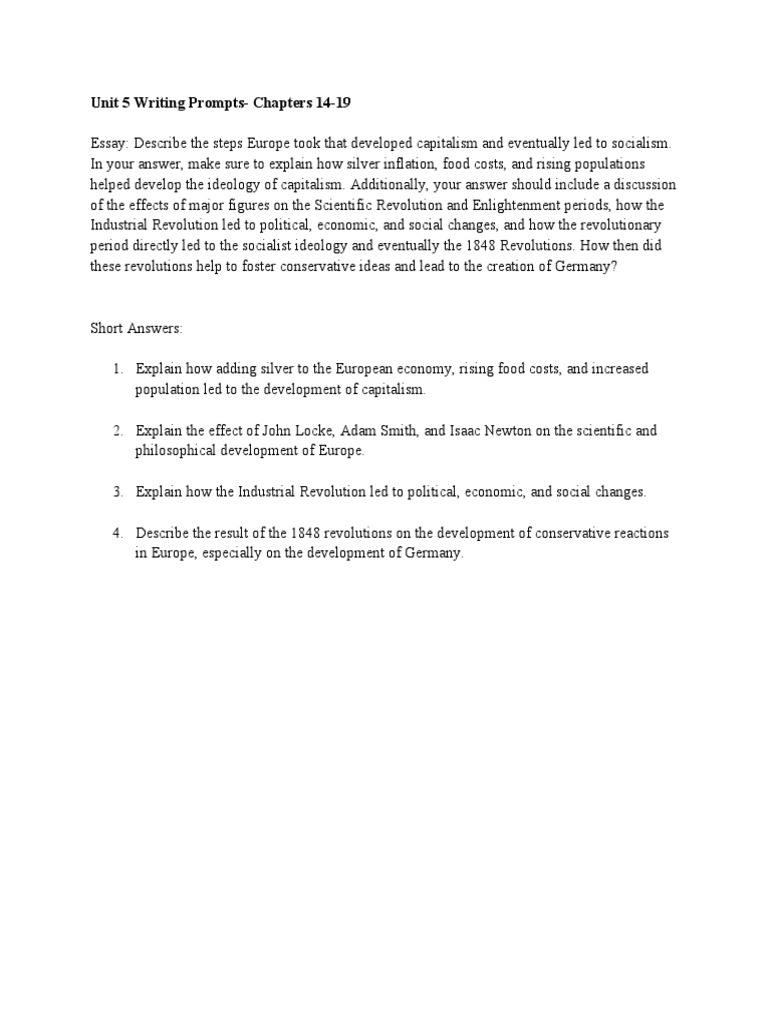 Unit 5 Writing Prompts 14-19 | PDF