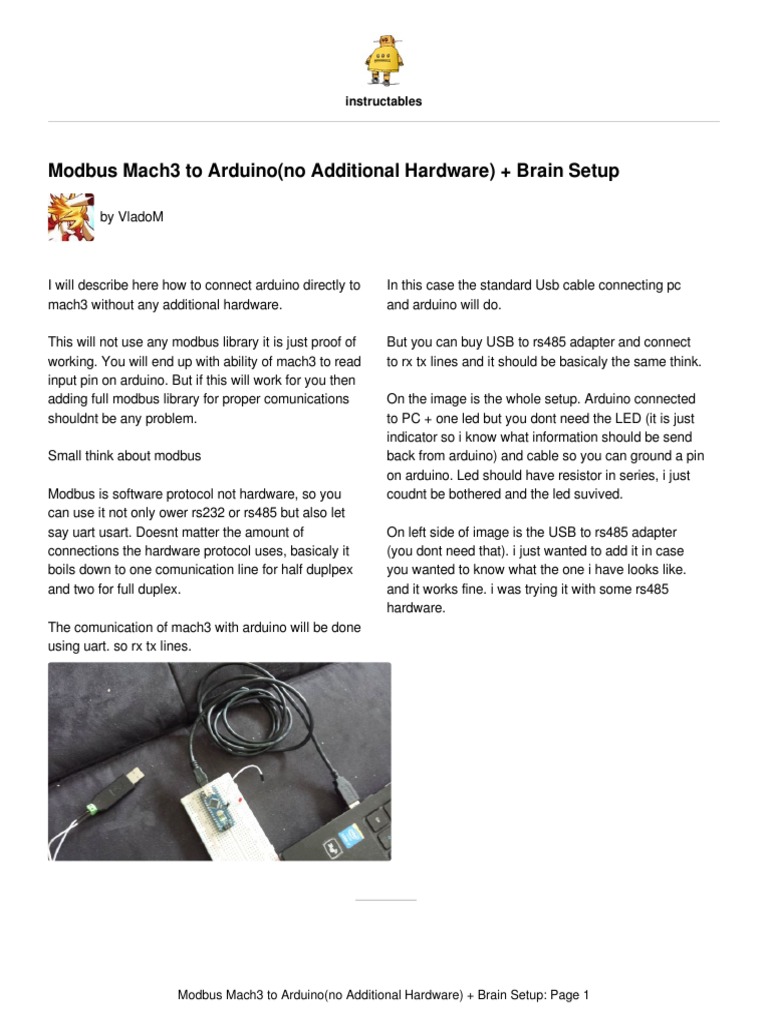 Modbus Mach3 To Arduinono Additional Hardware Brai Pdf Arduino