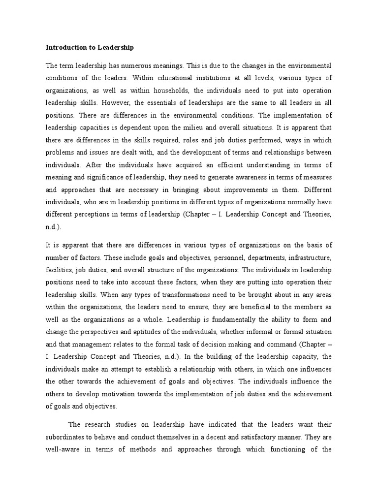 Introductionto Leadership I | PDF | Leadership | Mentorship