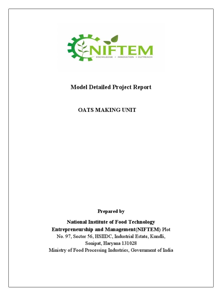 Model Detailed Project Report: Oats Making Unit | PDF | Oat | Oatmeal