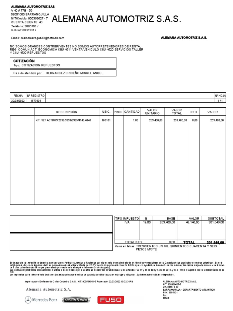 Kit Filt Actros 2632 3331 3335 4140 4141 22 03 22 | PDF | Justicia ...