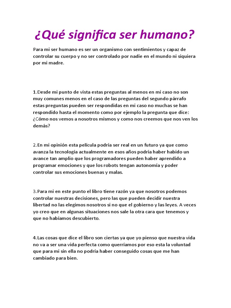 Qué Significa Ser Humano | PDF | Las emociones