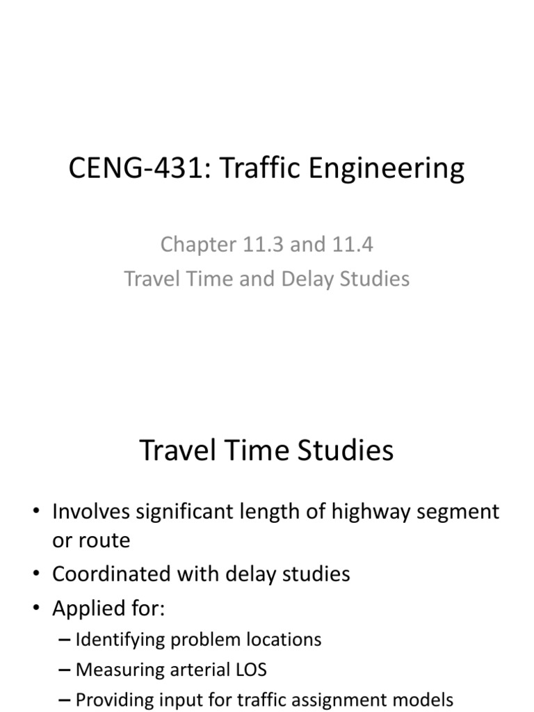 Travel Time and Delay Study Methods | PDF | Traffic | Intersection (Road)