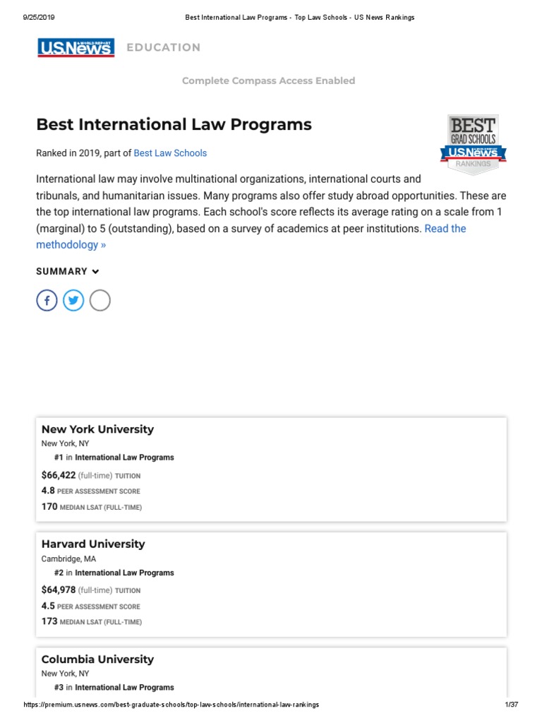 Top International Law Programs | PDF | Legal Education | Educational ...