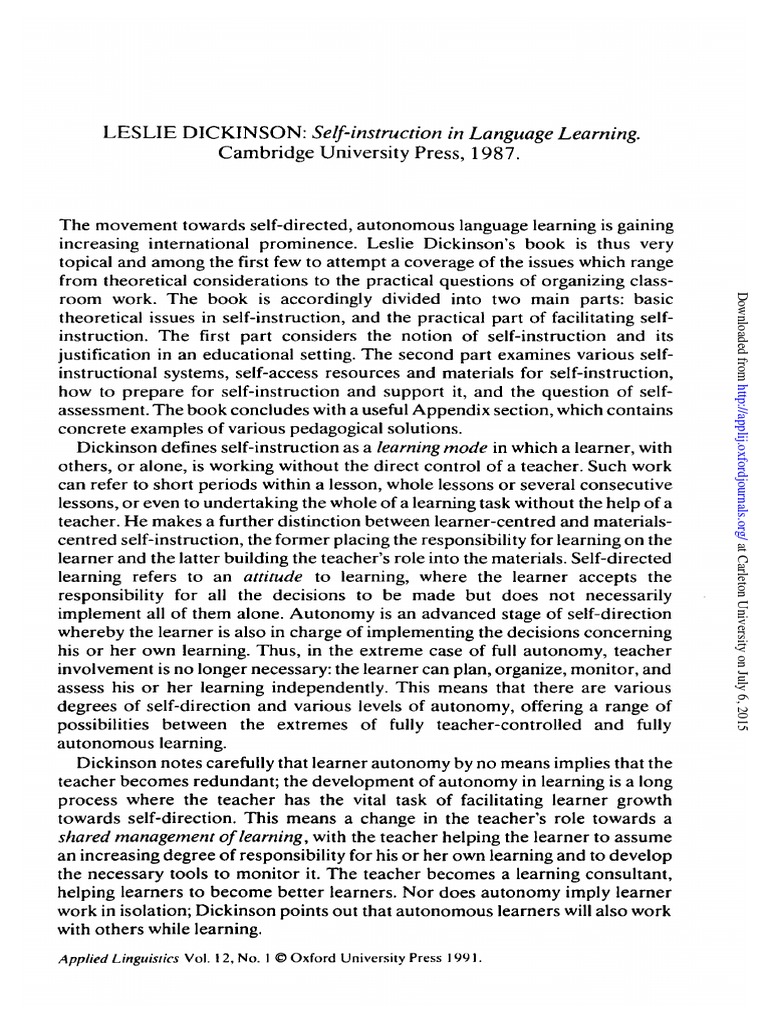 Autonomous Learning | PDF | Learning | Autonomy