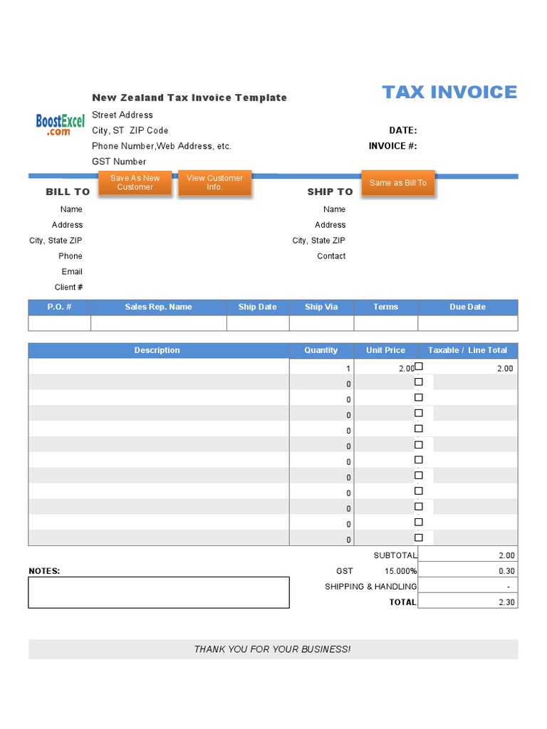 New Zealand Tax Invoice Template | PDF | Invoice | Internet