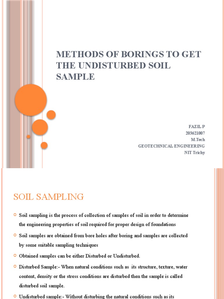 Undisturbed Soil Sampling | PDF | Piston | Applied And ...