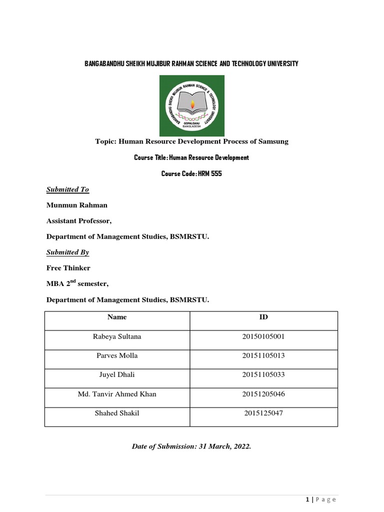 Samsung Human Resource Development Overview | PDF | Human Resource ...