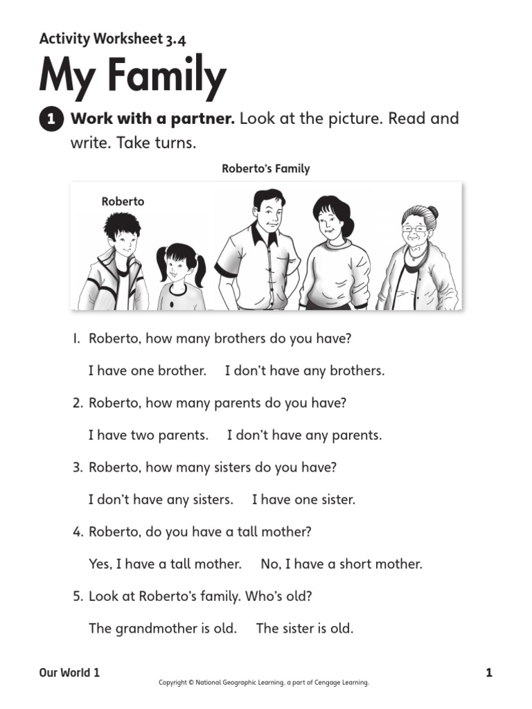Our World 1 - Unit 3.4. Extra Worksheet | PDF