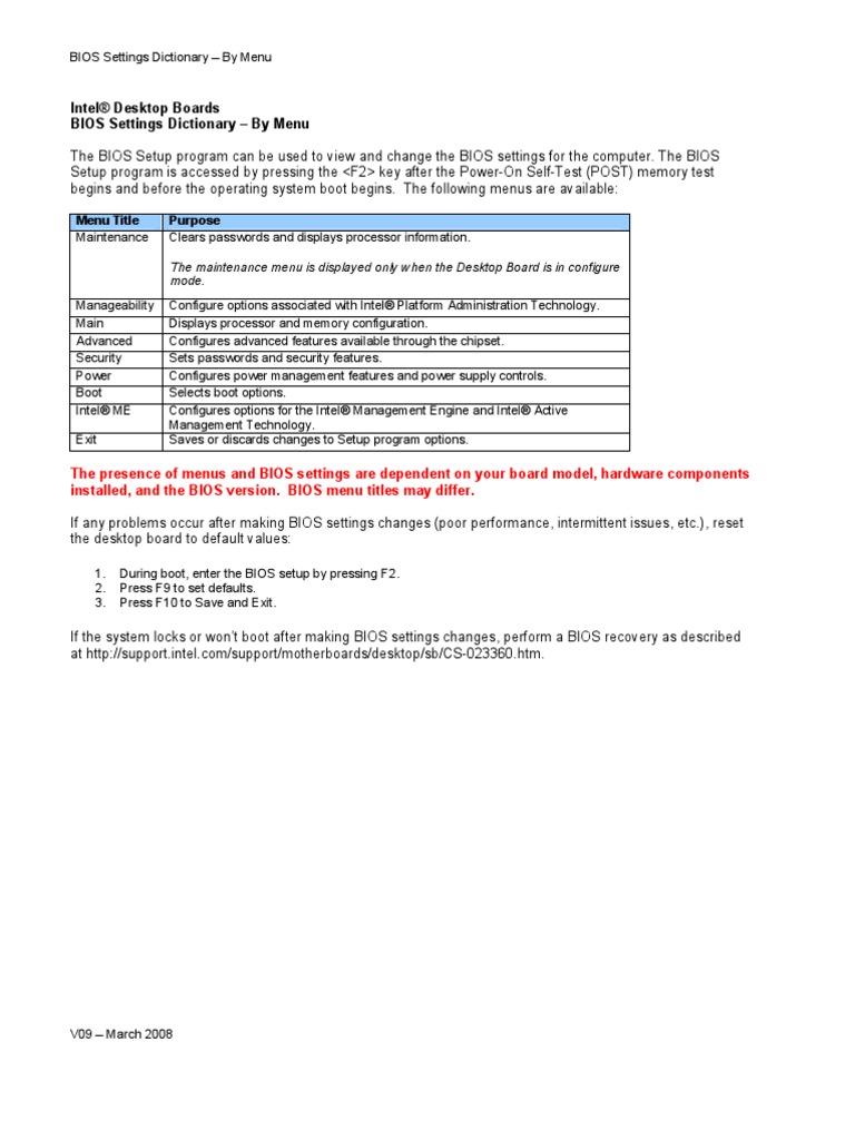 Manual Bios Intel Dp35dp | PDF | Bios | Booting