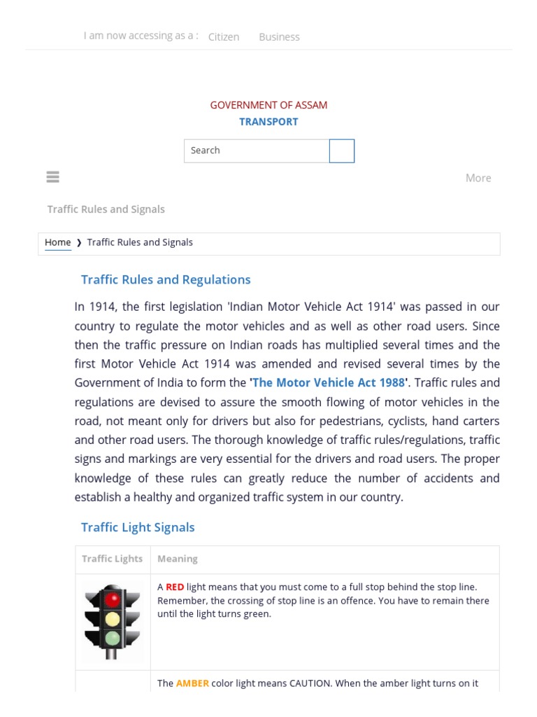 Assam Traffic Rules and Signals Guide | PDF | Traffic | Traffic Light