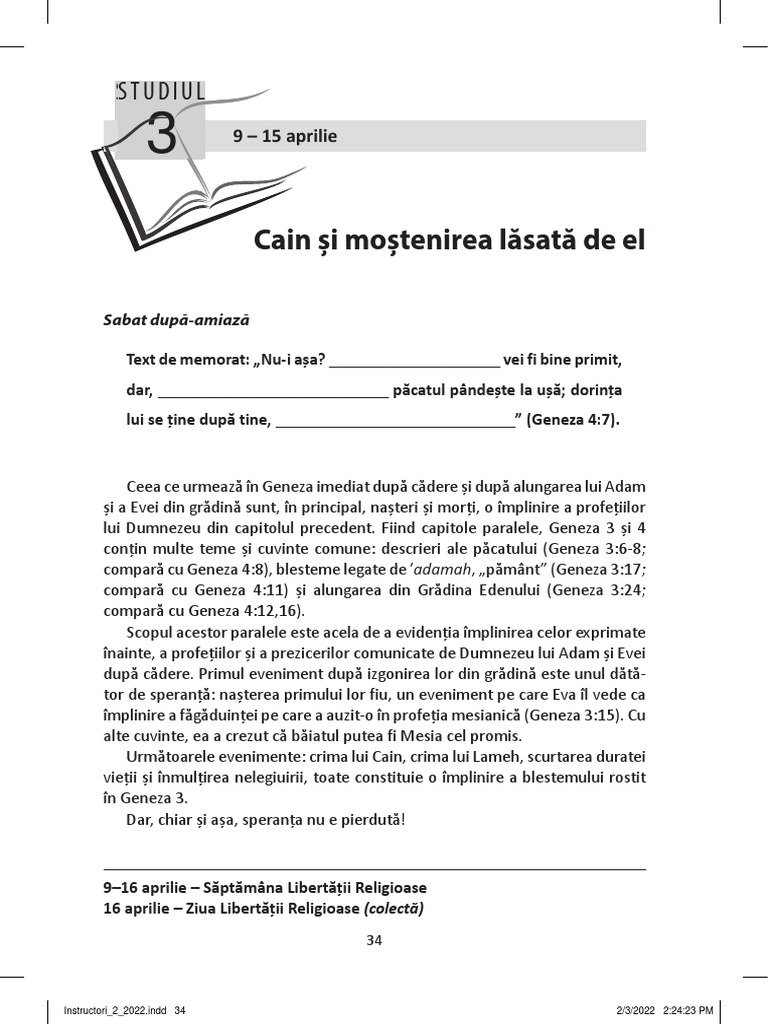 Studiu Cartea Geneza Lectia 3 | PDF