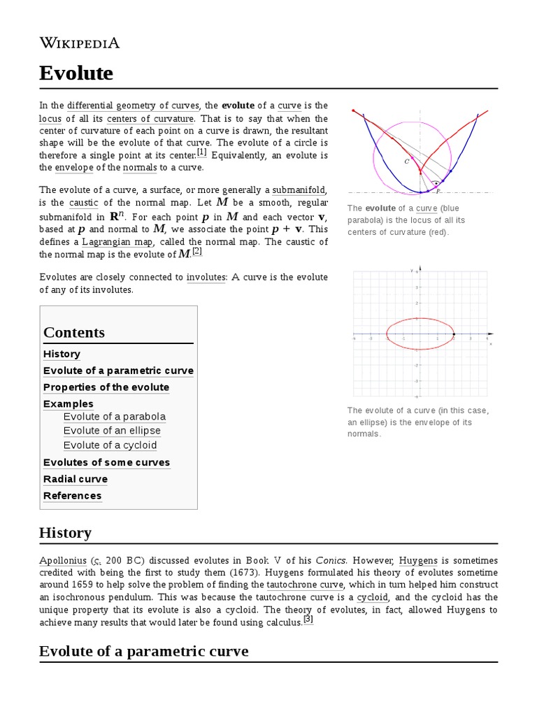 Evolute | PDF | Curvature | Ellipse