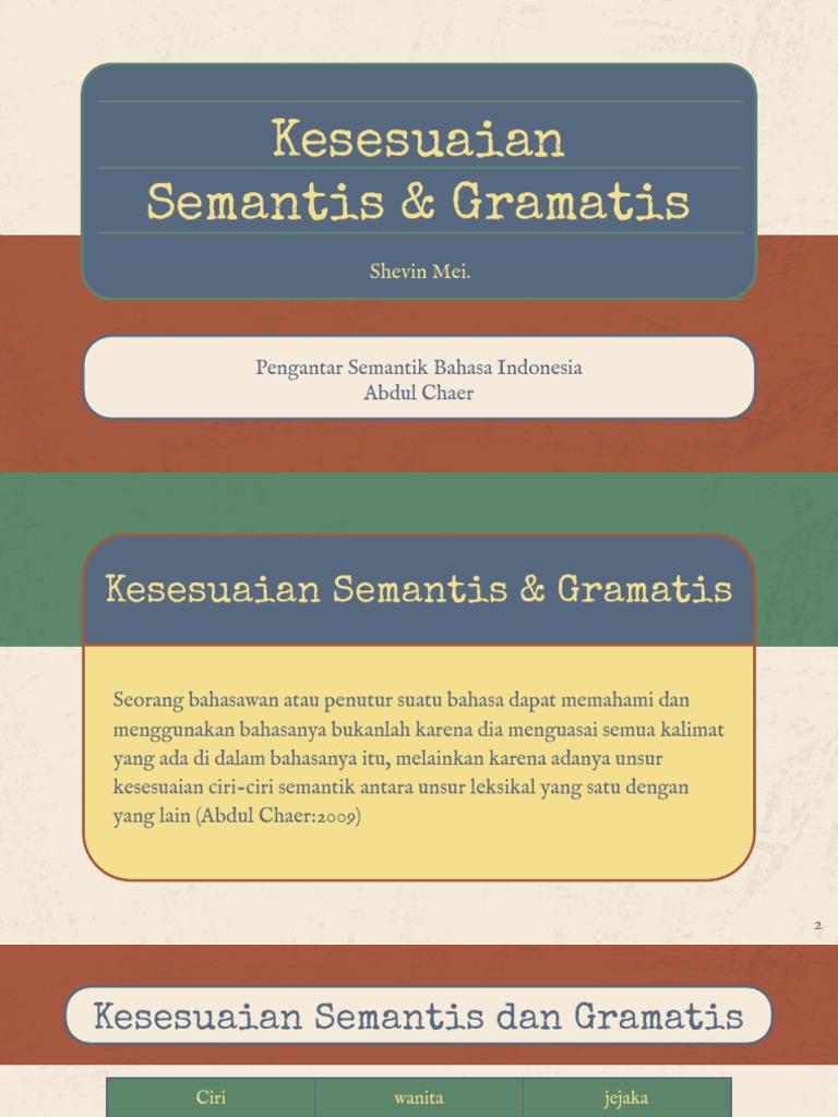 Kesesuaian Semantis Dan Gramatis - Abdul Chaer | PDF