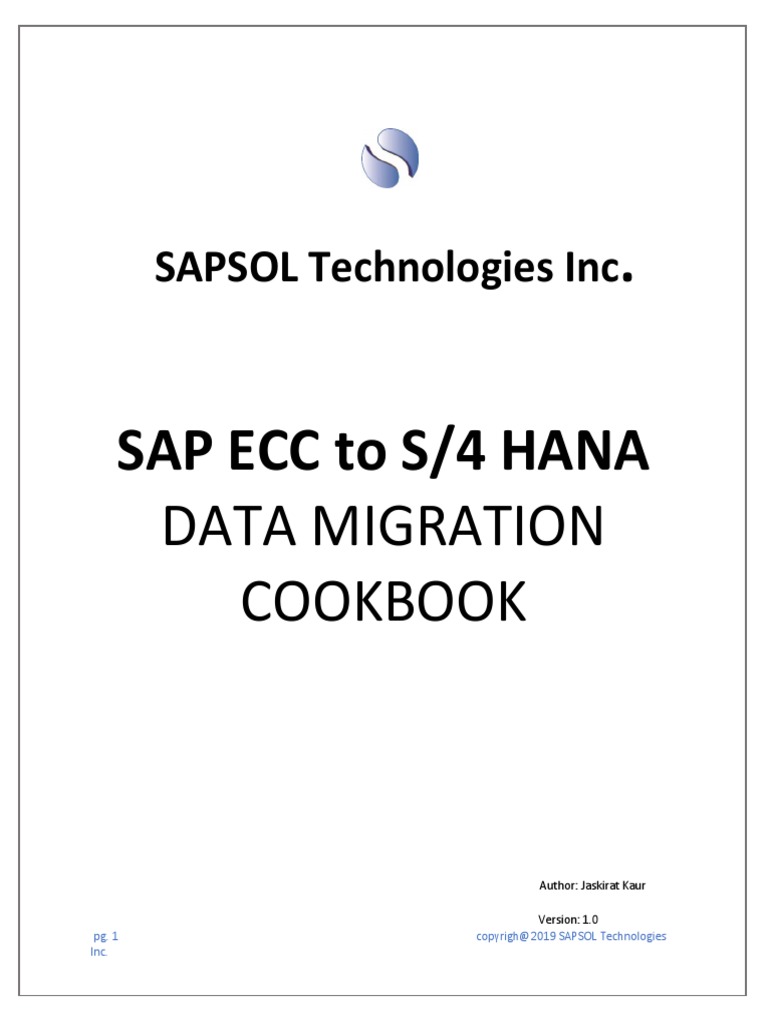 Cookbook - SAP ECC To SAP S4 HANA Data Migration (9575) | PDF | Databases | Cloud Computing