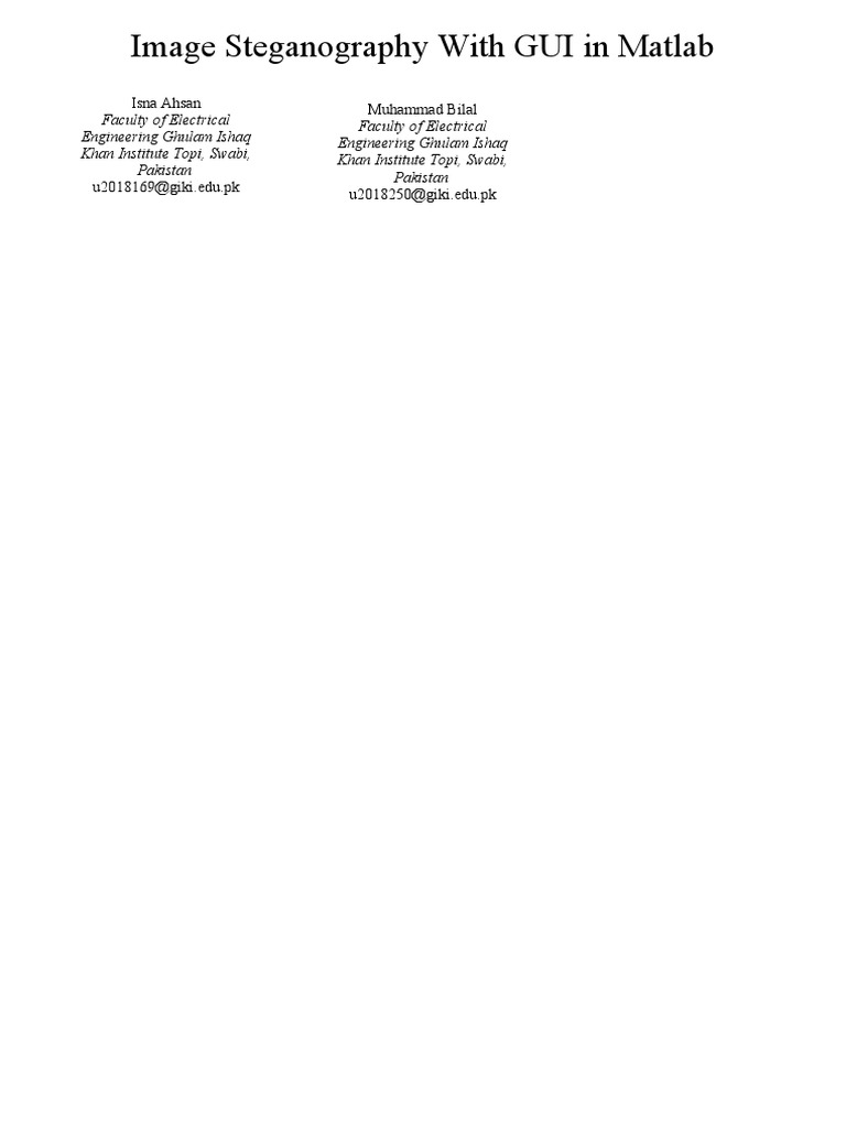 Image Steganography With GUI in Matlab: Isna Ahsan Muhammad Bilal | PDF ...