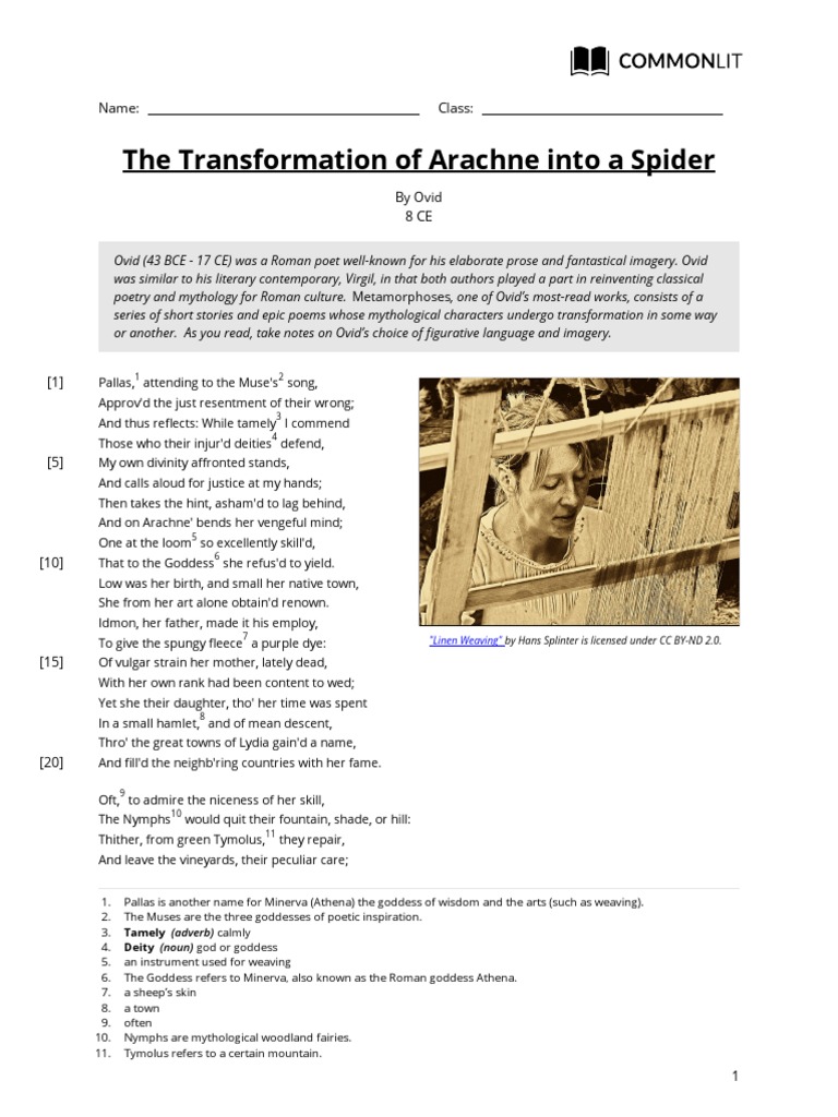Arachne Original Text | PDF | Hera | Ovid