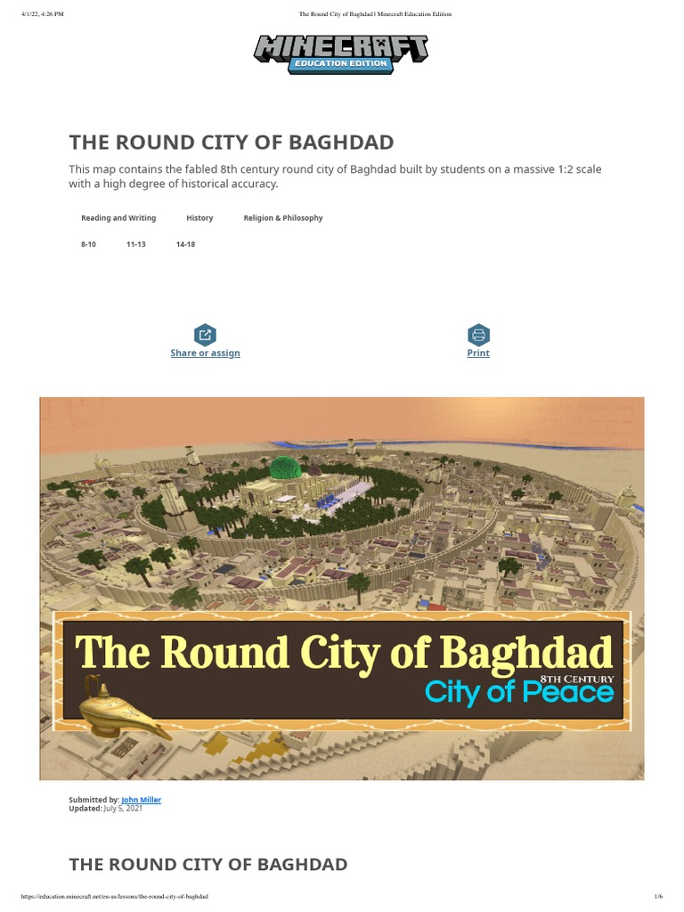 The Round City of Baghdad Minecraft Education Edition | PDF | Science ...