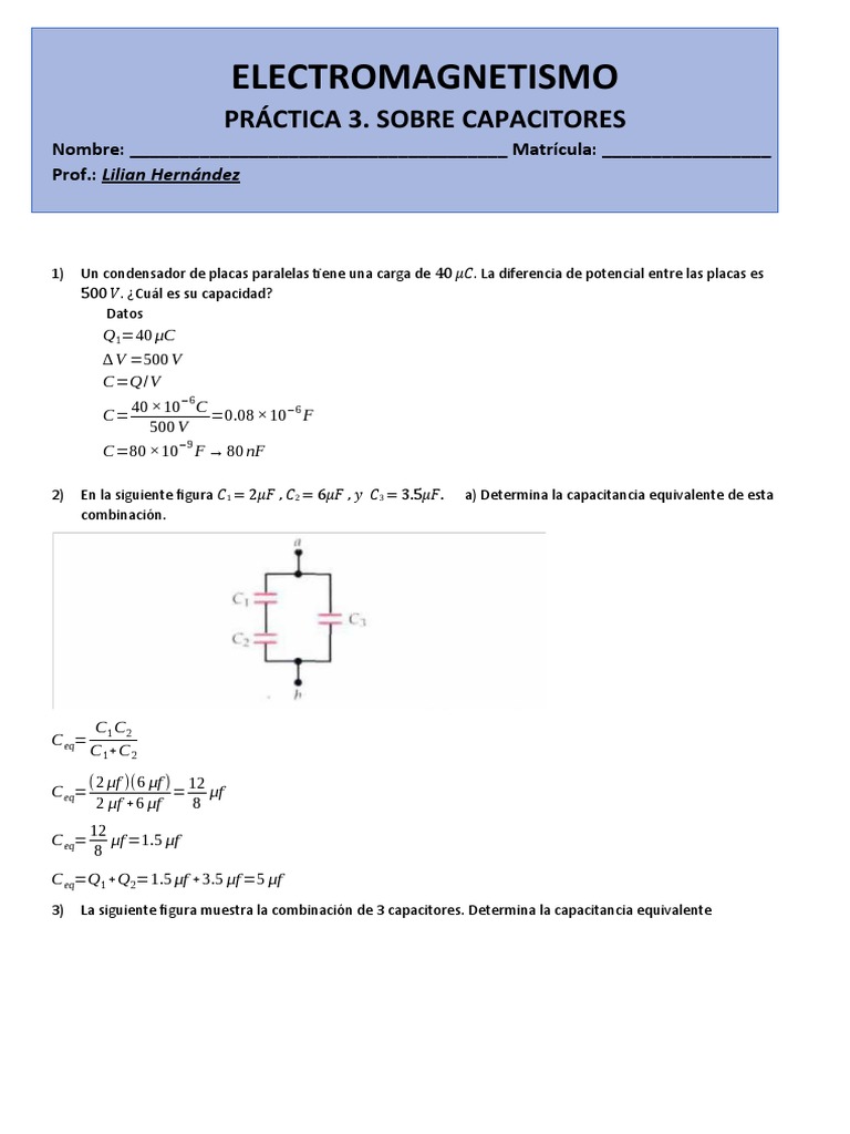 Practica 3. Capacitores r1 2022 | PDF | Condensador | Capacidad