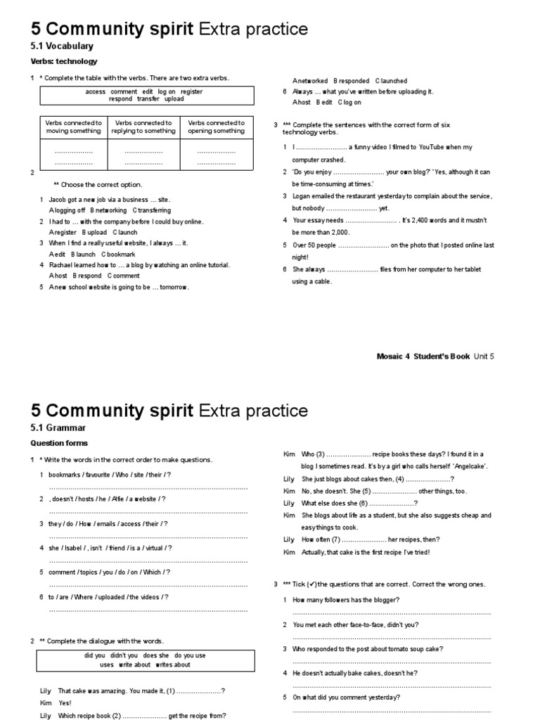 Extra Practice Unit 5 | PDF | Etiquette | Linguistics