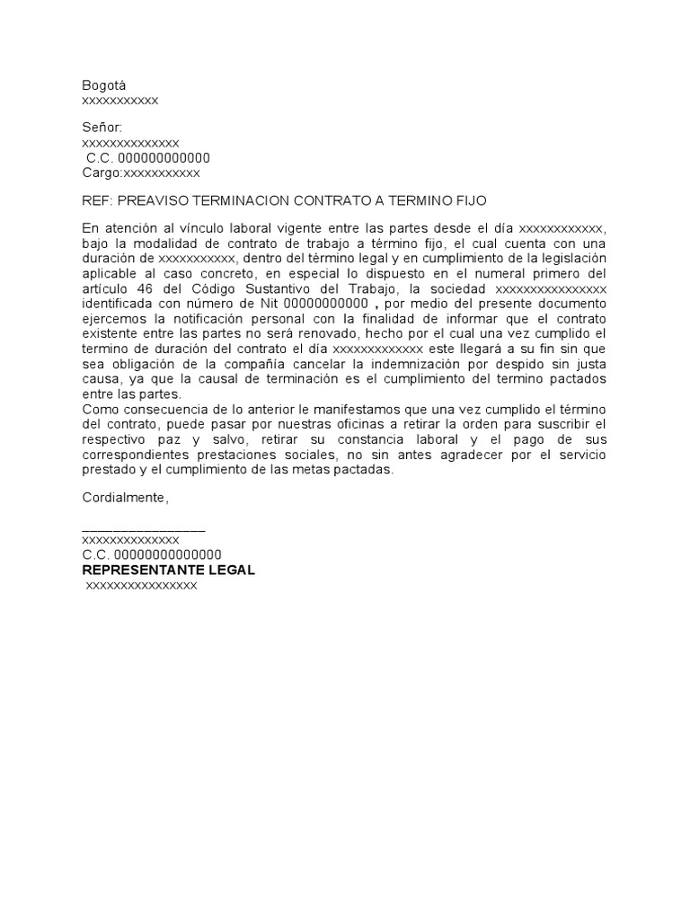 Terminación de Contrato A Término Fijo | PDF