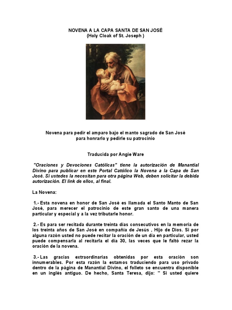 Novena a la Capa Santa de San José | PDF | María, madre de Jesús | Oración