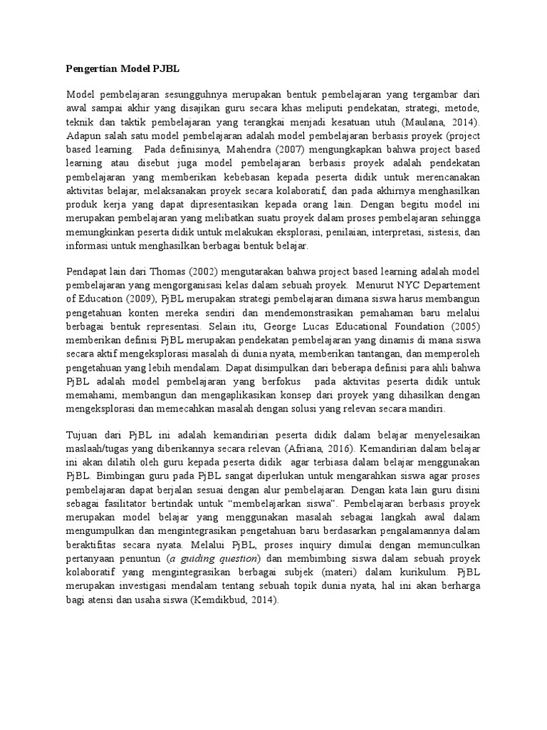 Pengertian dan Prinsip Model PjBL | PDF | Seni